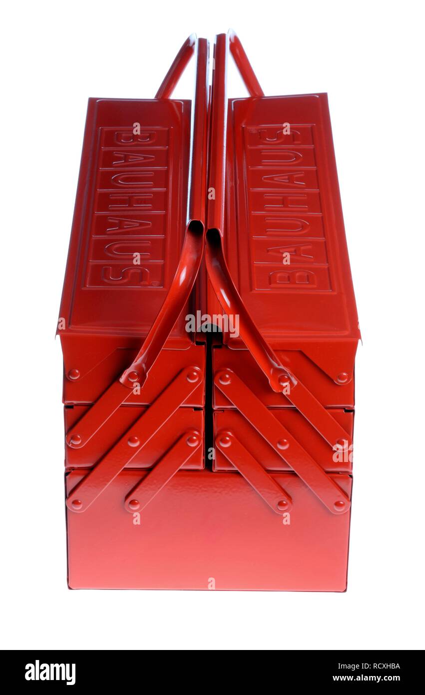 Red metal tool box Stock Photo - Alamy