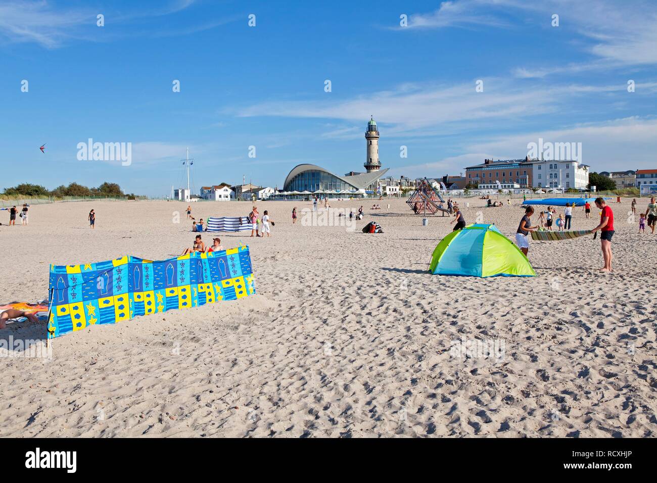 Beach, Warnemuende sea resort, Mecklenburg-Western Pomerania Stock ...