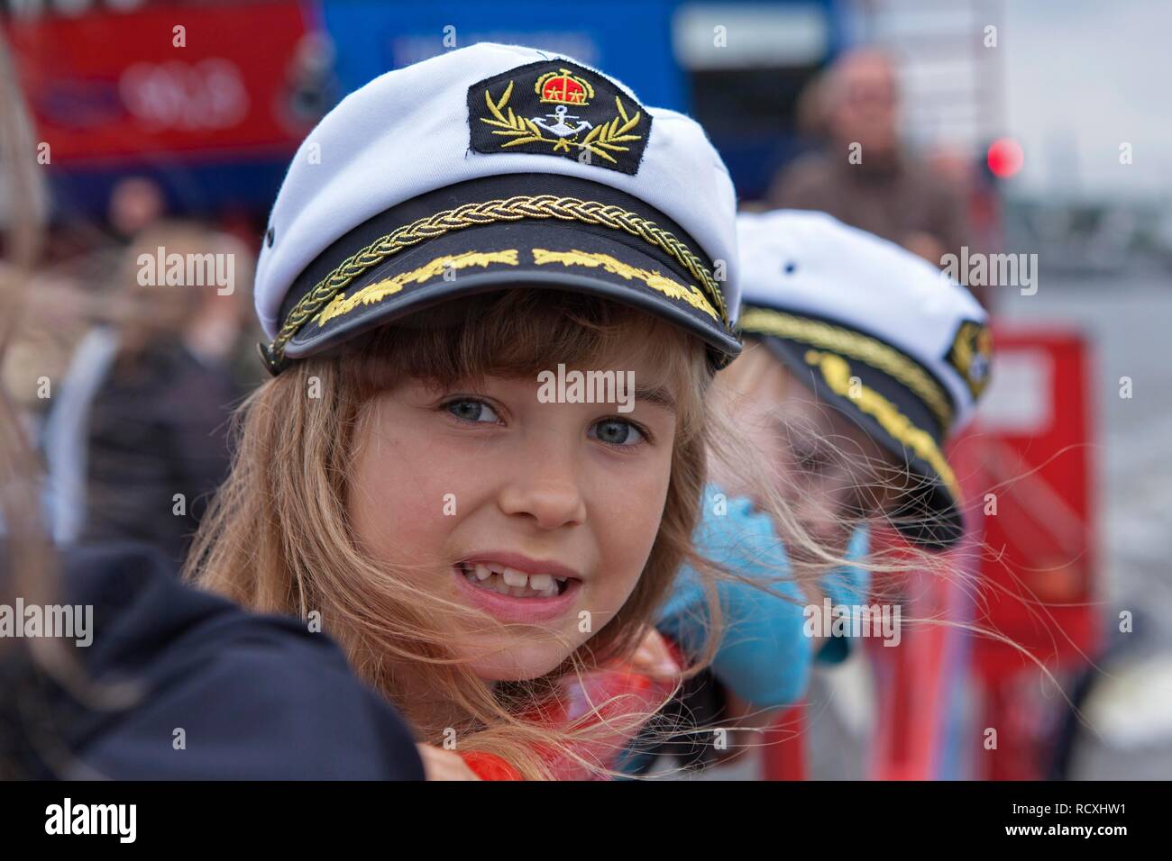Children wearing captain's hats, harbour, Hamburg Stock Photo - Alamy
