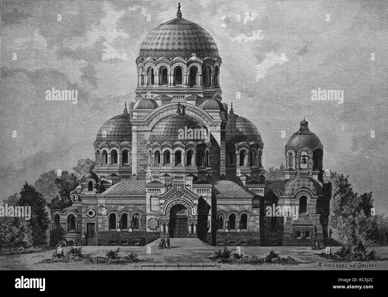Historical engraving, cathedral built for the coronation of the Russian ...