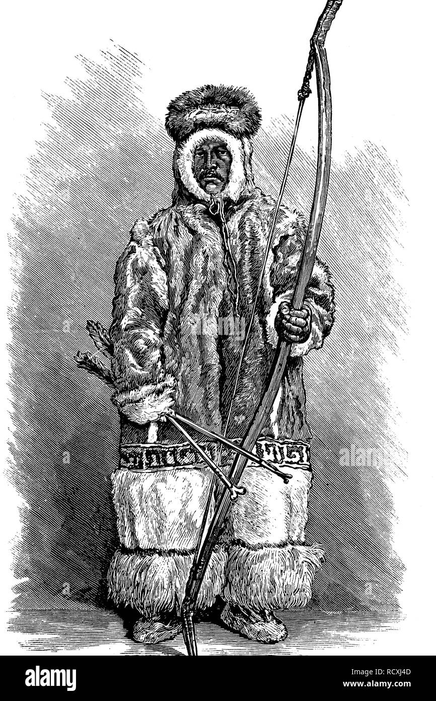 Ostyak man, member of a tribe in Siberia, woodcut 1888 Stock Photo - Alamy