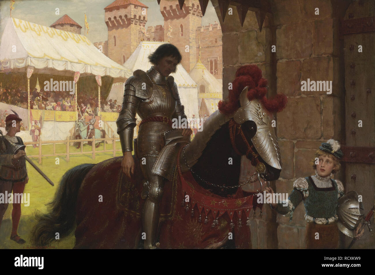 Edmund leighton painting knight hi-res stock photography and images - Alamy