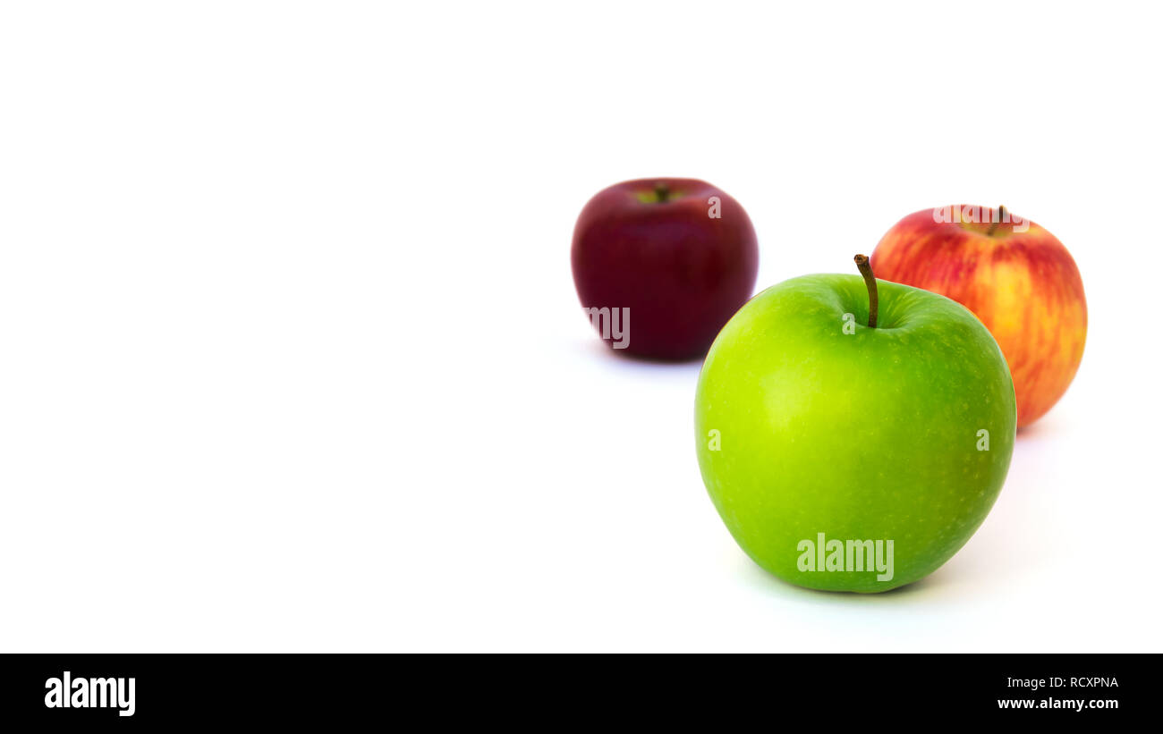 Three Different Color Apples (New Zealand Eve, Granny Smith, Ambrosia ...