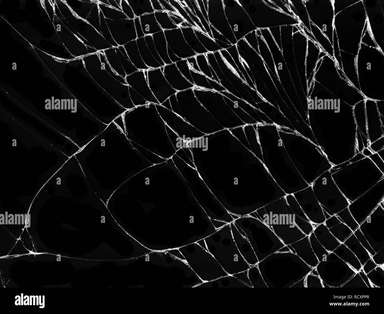 Cracked glass texture on black background. Isolated realistic cracked glass effect Stock Photo ...