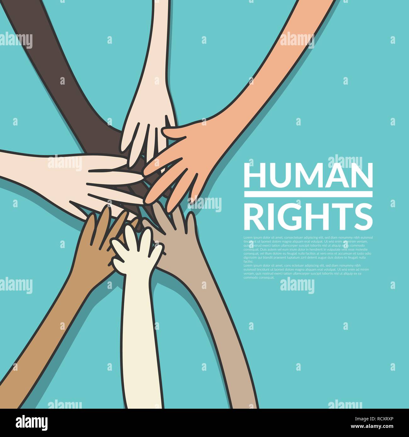 human rights and unity concept. young multi nationality people putting ...