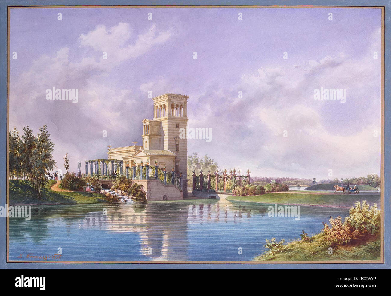 The Pink pavilion (Ozerki pavilion) in the Peterhof Park. Museum: State ...