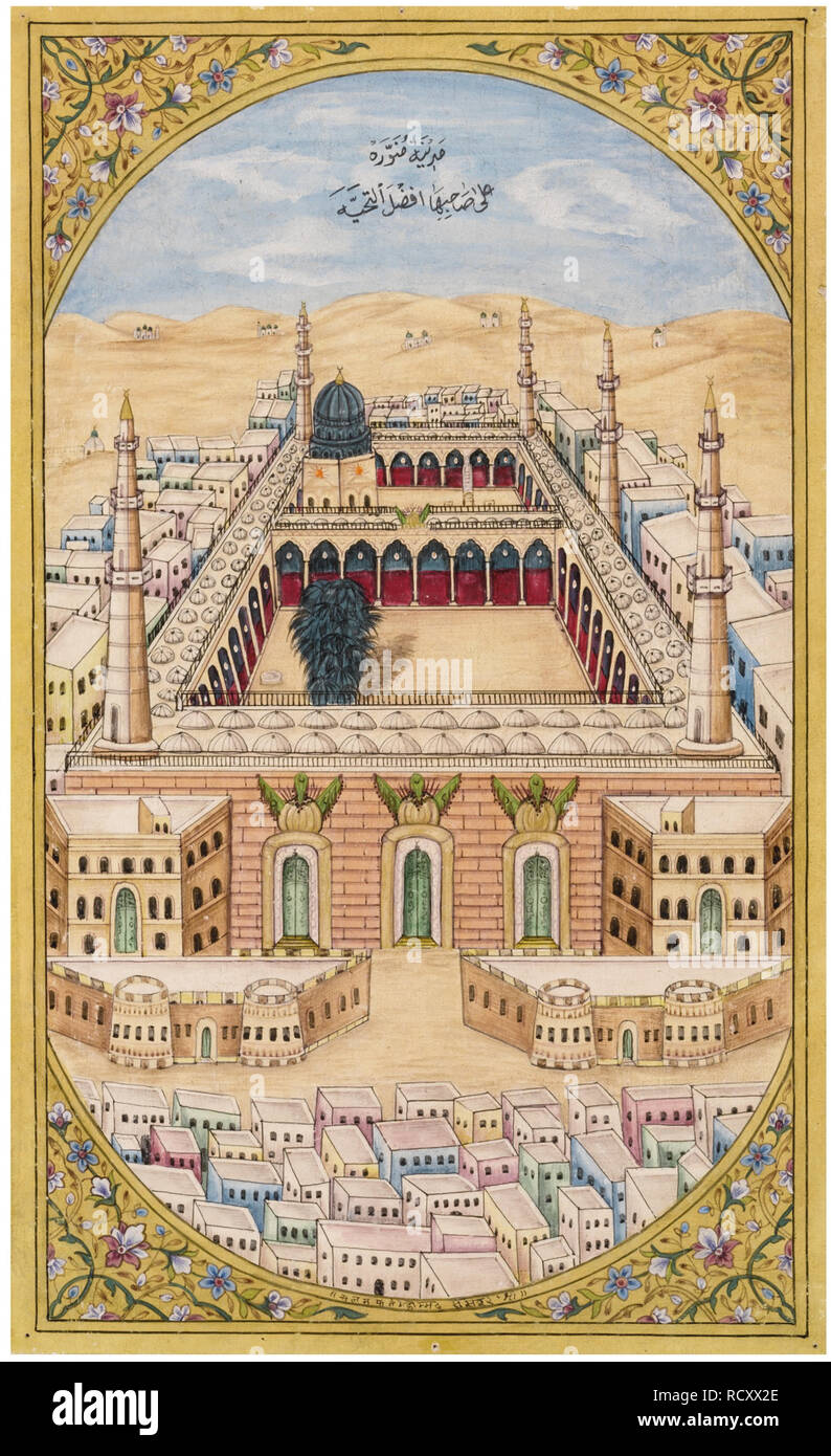 The prophet's mosque in medina painting hi-res stock photography and ...