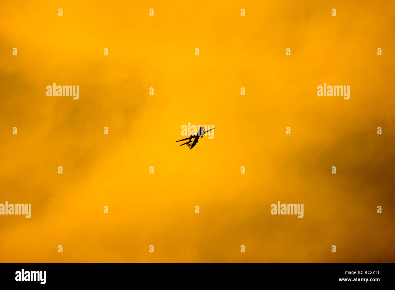 Aircraft Passenger take off shot at sunset time background Stock Photo ...