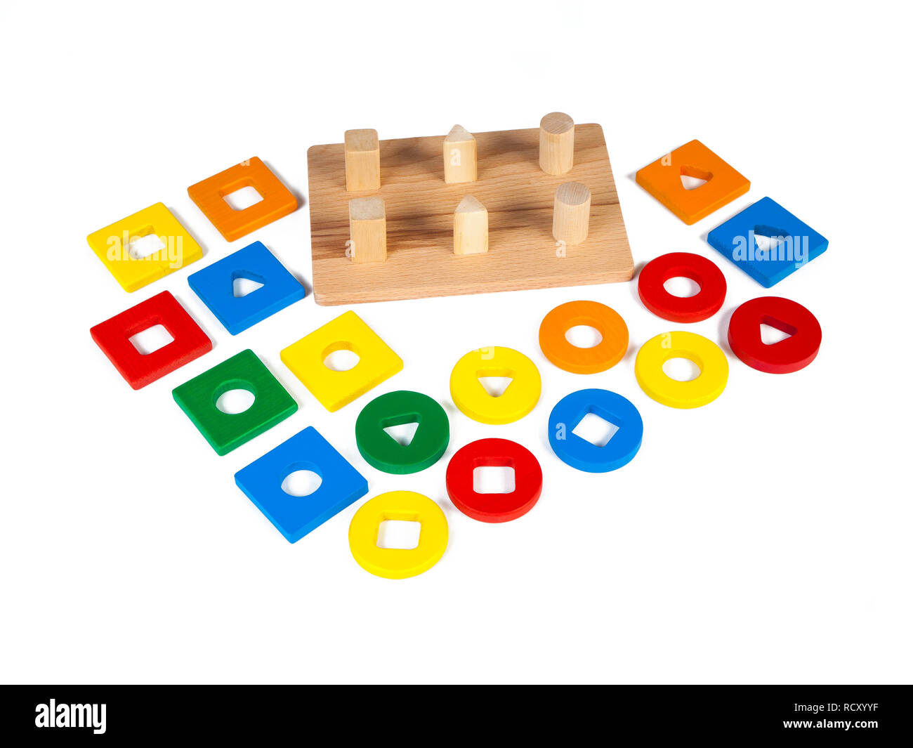 Photo of a wooden toy children's sorter with small wooden details in ...