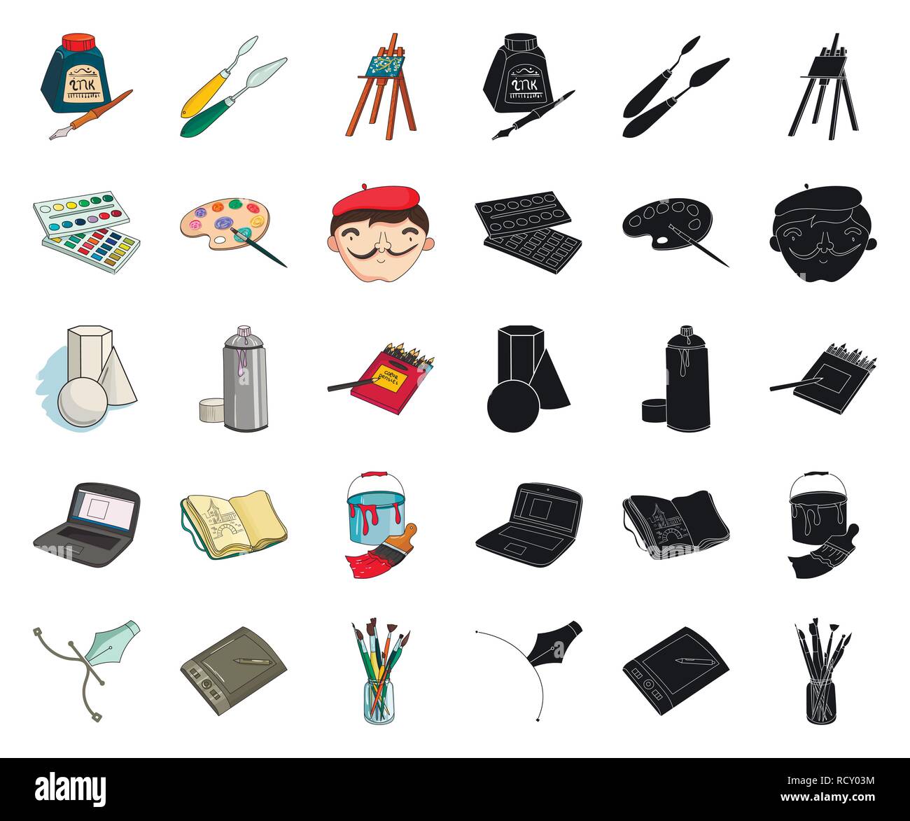 accessory,art,artist,box,bucket,cartoon,black,collection,colored,design ...