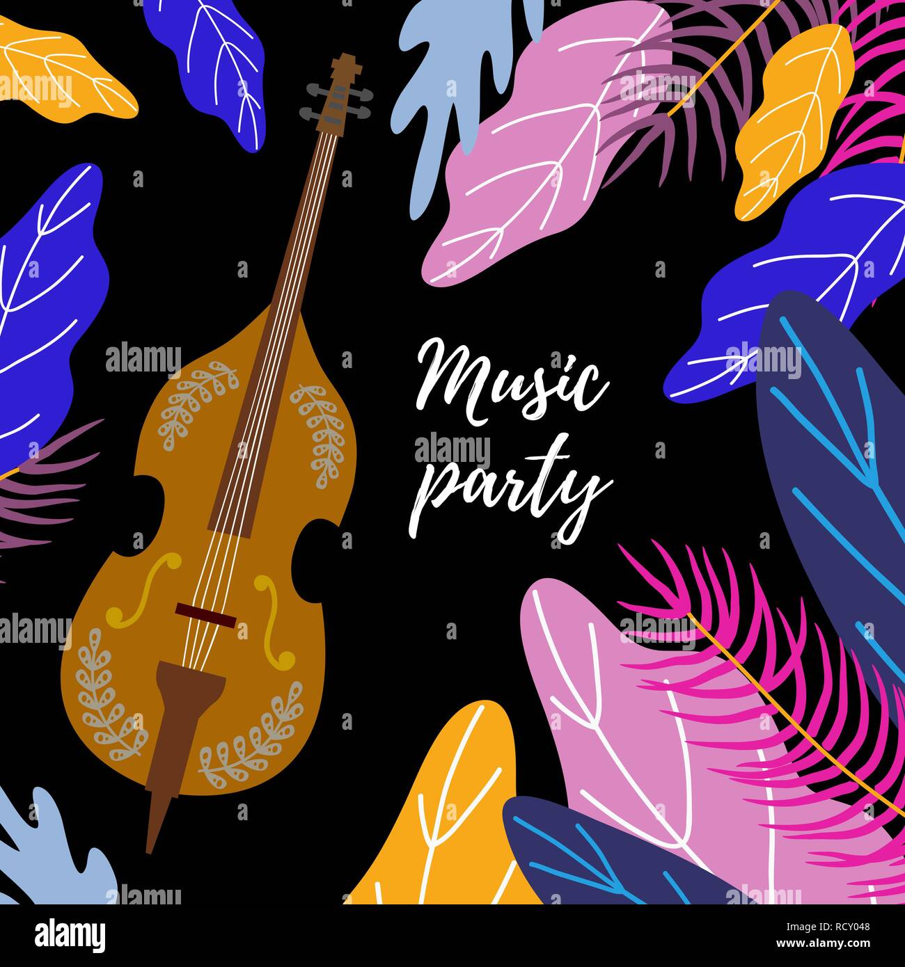 Musical background. Classical cello, bright leaves and text. Hand ...