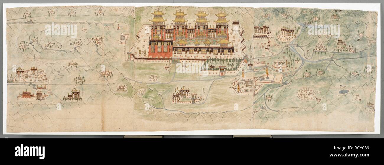 Picture-map of Central Tibet in 7 sections. 1844 - 1862. Source: Add.Or ...