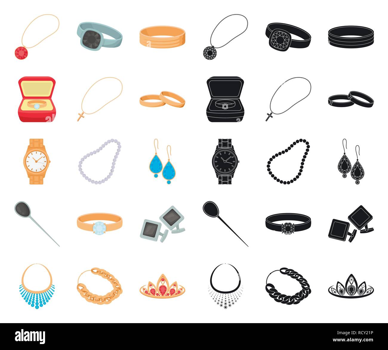 Jewelry and accessories cartoon,black icons in set collection for ...