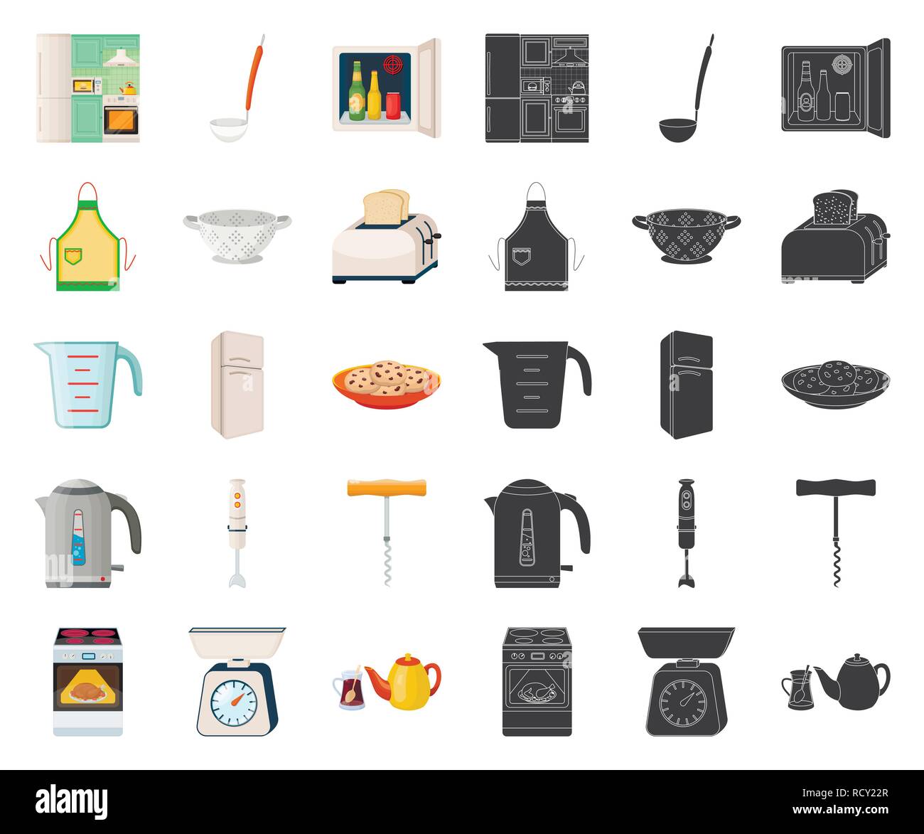 Kitchen equipment cartoon,black icons in set collection for design ...