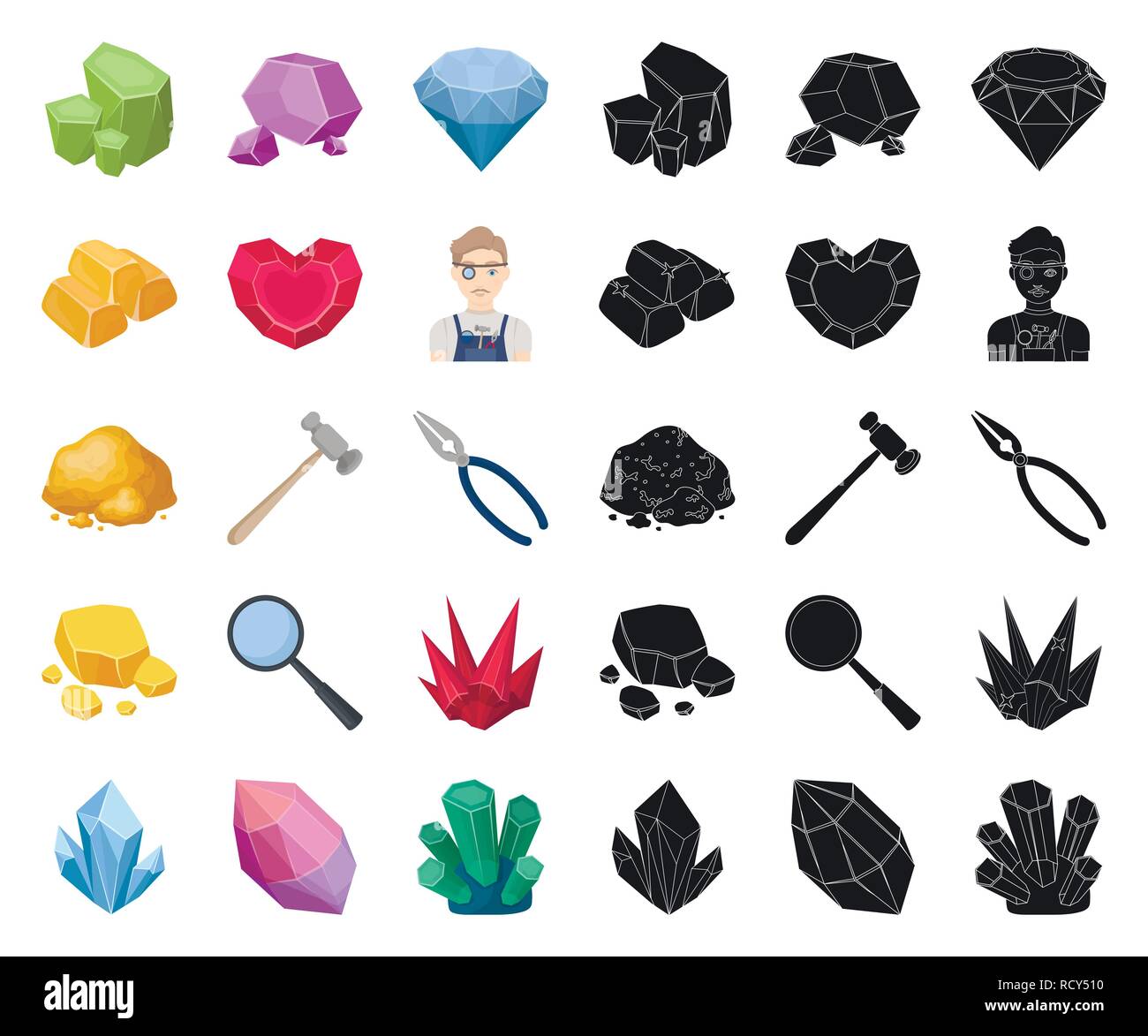 Precious Minerals cartoon,black icons in set collection for design ...