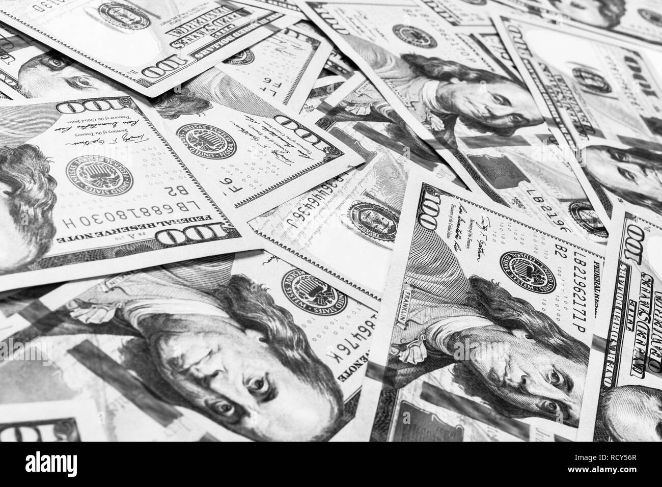 Stack of one hundred dollar bills. Stack of cash money in hundred ...