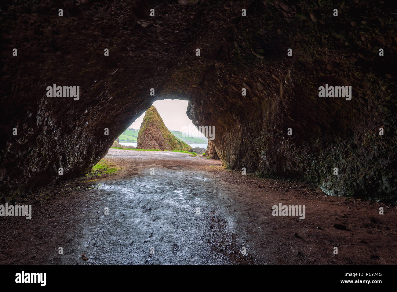 Cushendun Cave in Northern Ireland Stock Photo - Alamy