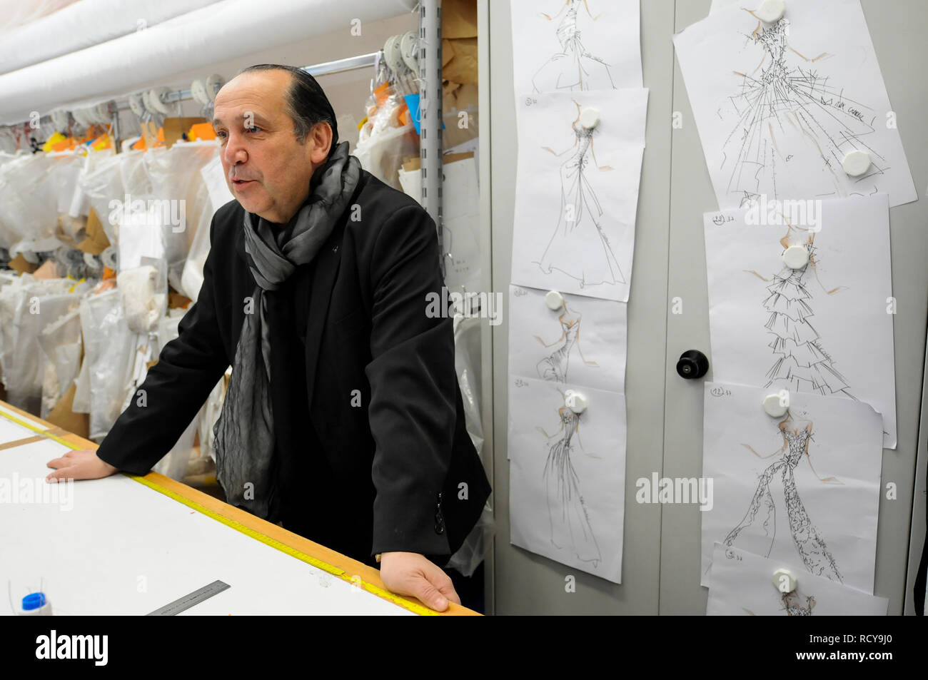 French fashion stylist Max Chaoul poses in his workshop, Lyon, France ...