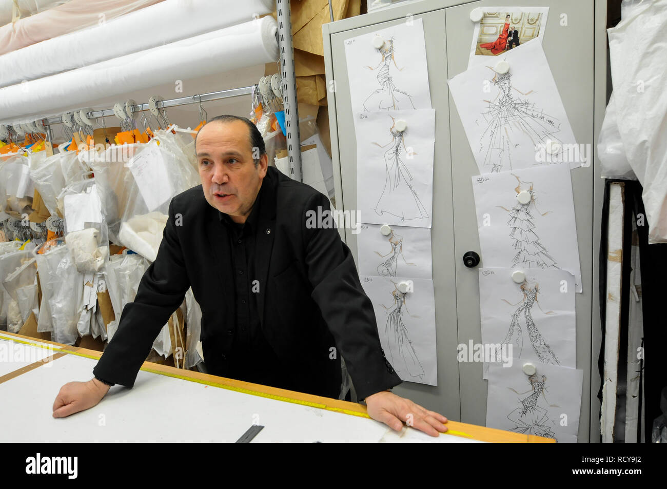 French fashion stylist Max Chaoul poses in his workshop, Lyon, France ...
