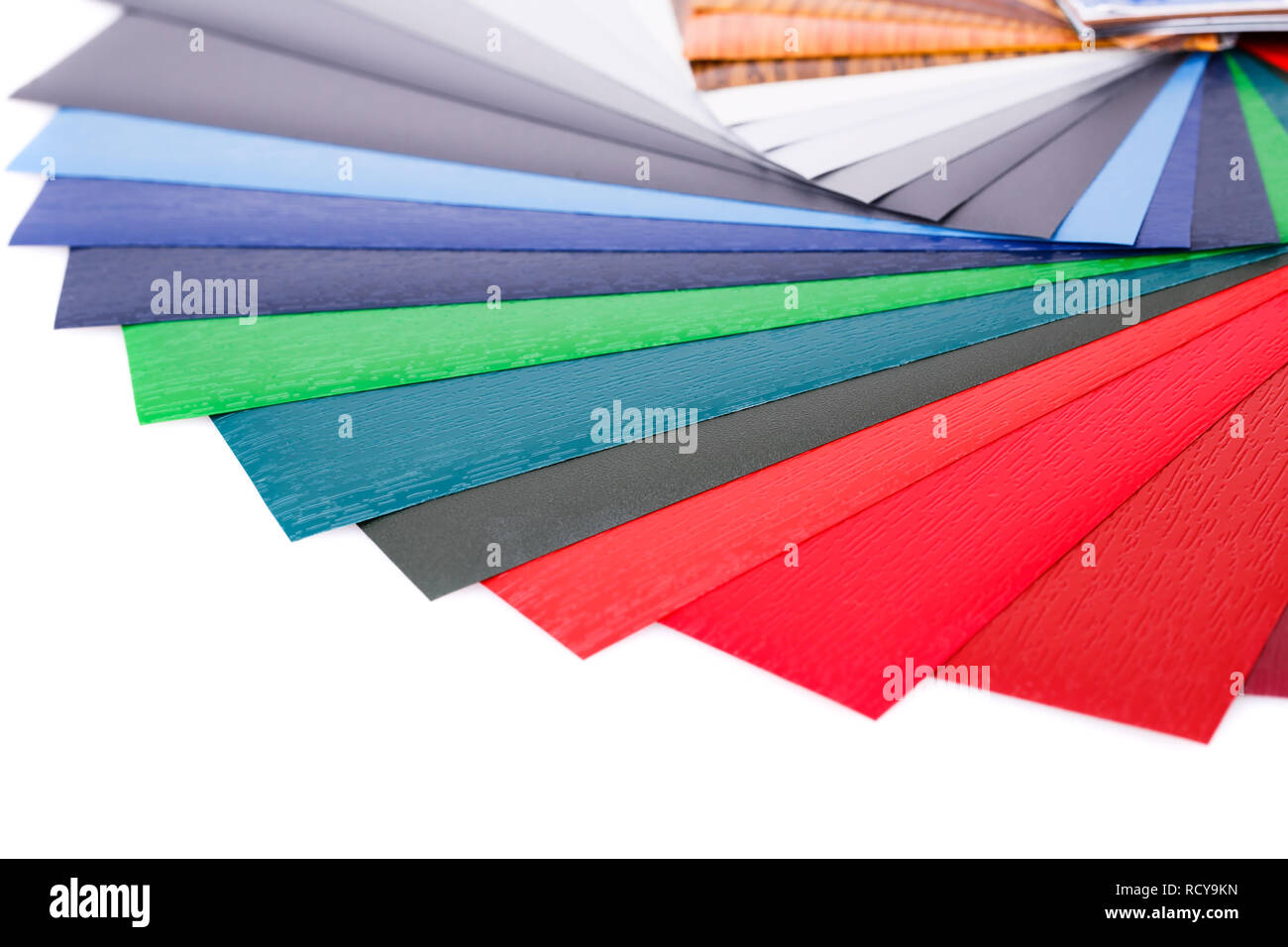 Wood coating color samples on white background Stock Photo - Alamy