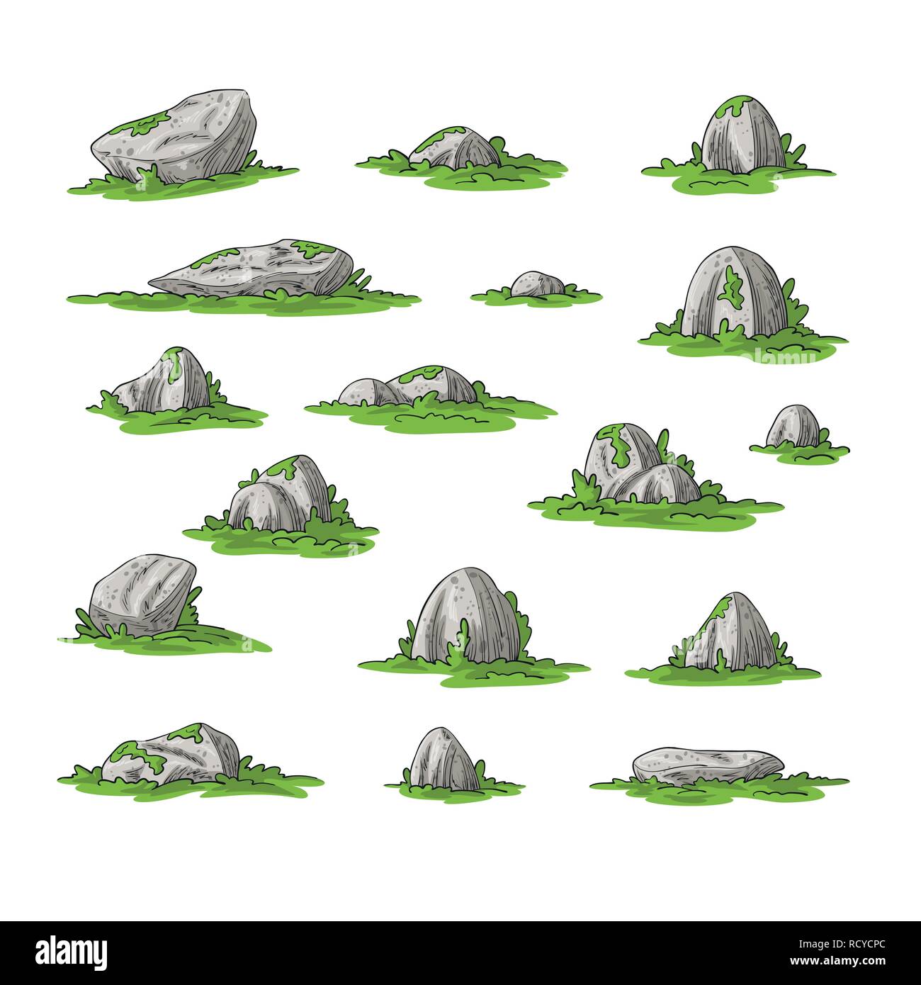 Collection of some cartoon stones, hand draw illustration Stock Vector ...