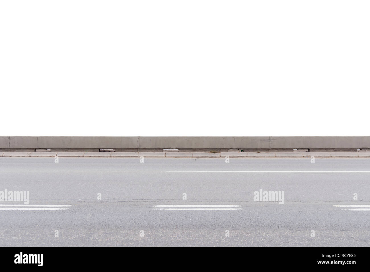 Bridge traffic in the city asphalt empty road with sidewalk and three ...