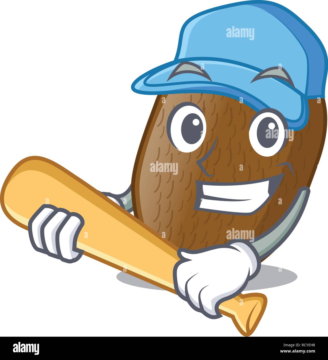 Playing baseball kiwifruit slices in the shape cartoon Stock Vector ...