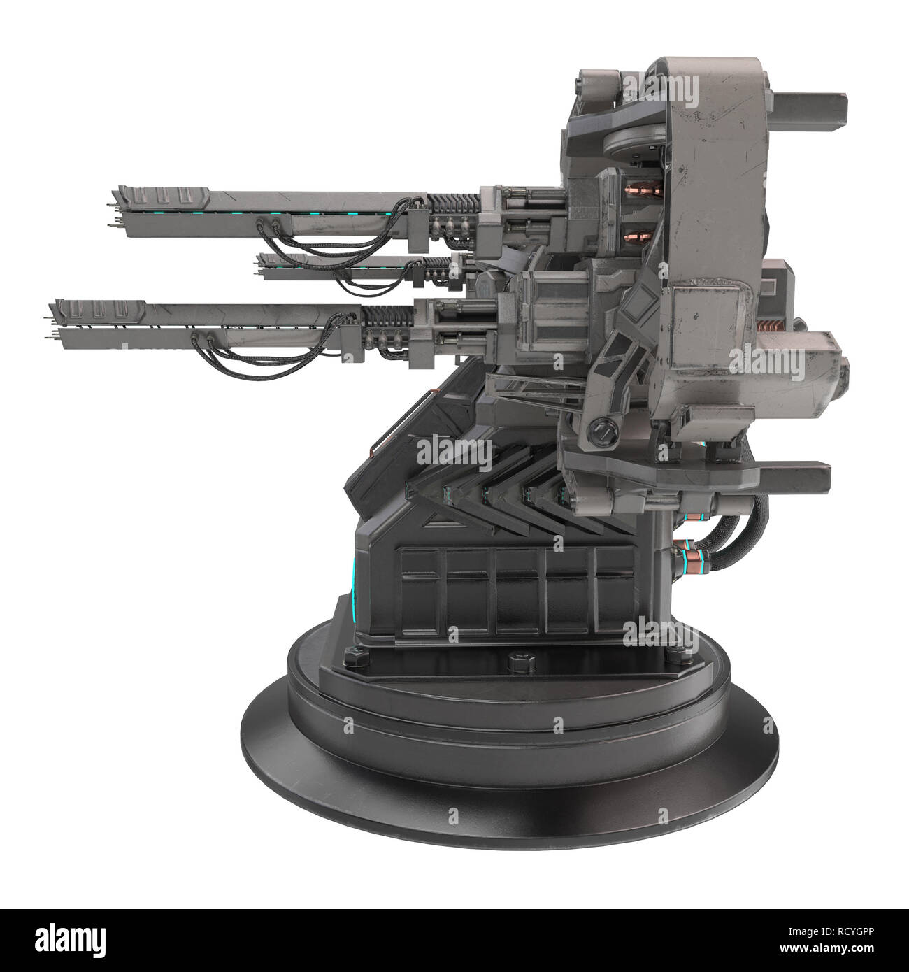 Science fiction gun with four guns on an isolated background. 3d ...