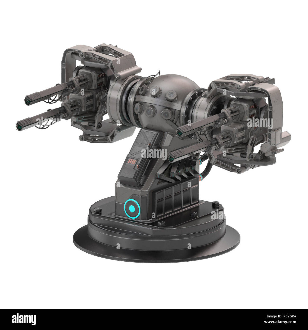 Science fiction gun with four guns on an isolated background. 3d ...
