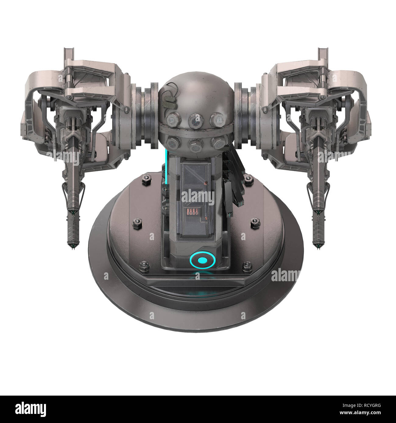 Science fiction gun with four guns on an isolated background. 3d ...