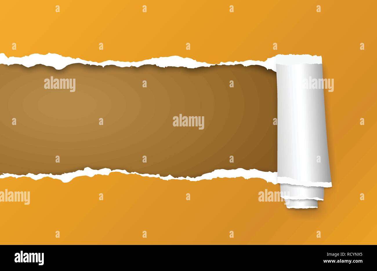 Rolled and ripped orange paper sheet for text. Vector illustration ...