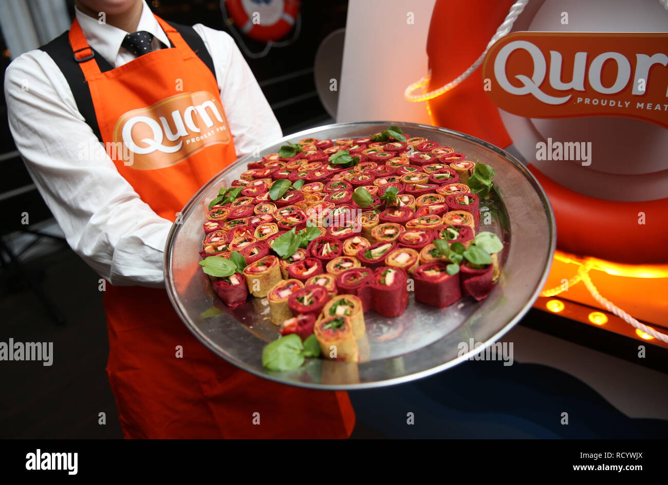 Quorn canapŽs during the launch of Quorn new Vegan Fishless Fillets ...