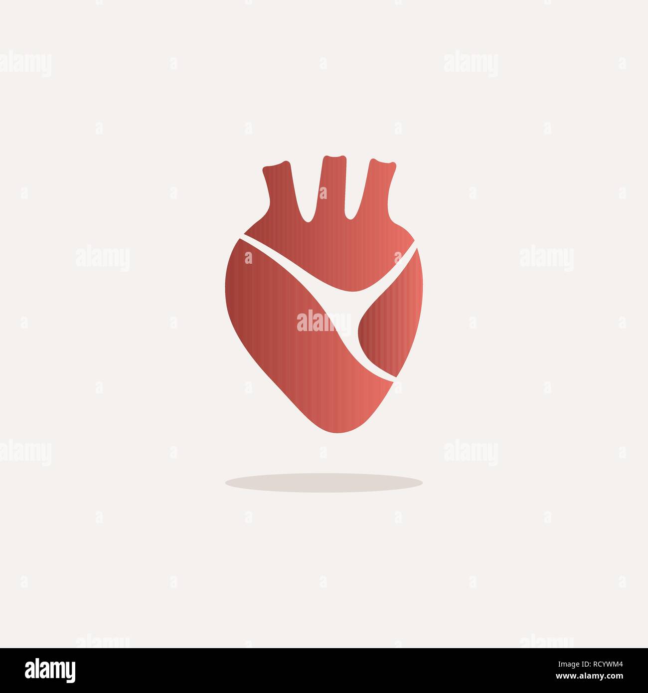 Human heart icon with shade on a white background. Vector illustration ...