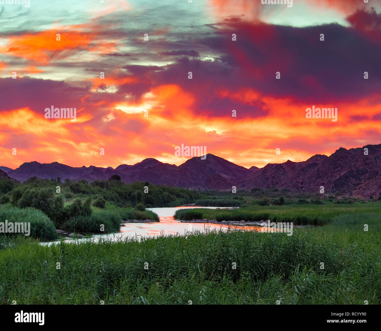 Flowing Blood Sunset Namibia Stock Photo - Alamy