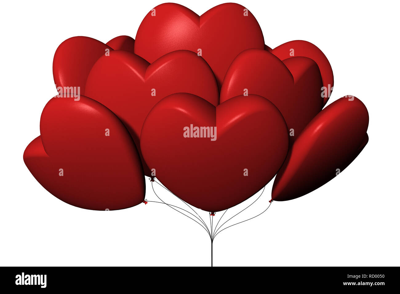 3D illustration. Balloons in the shape of heart. white background Stock ...
