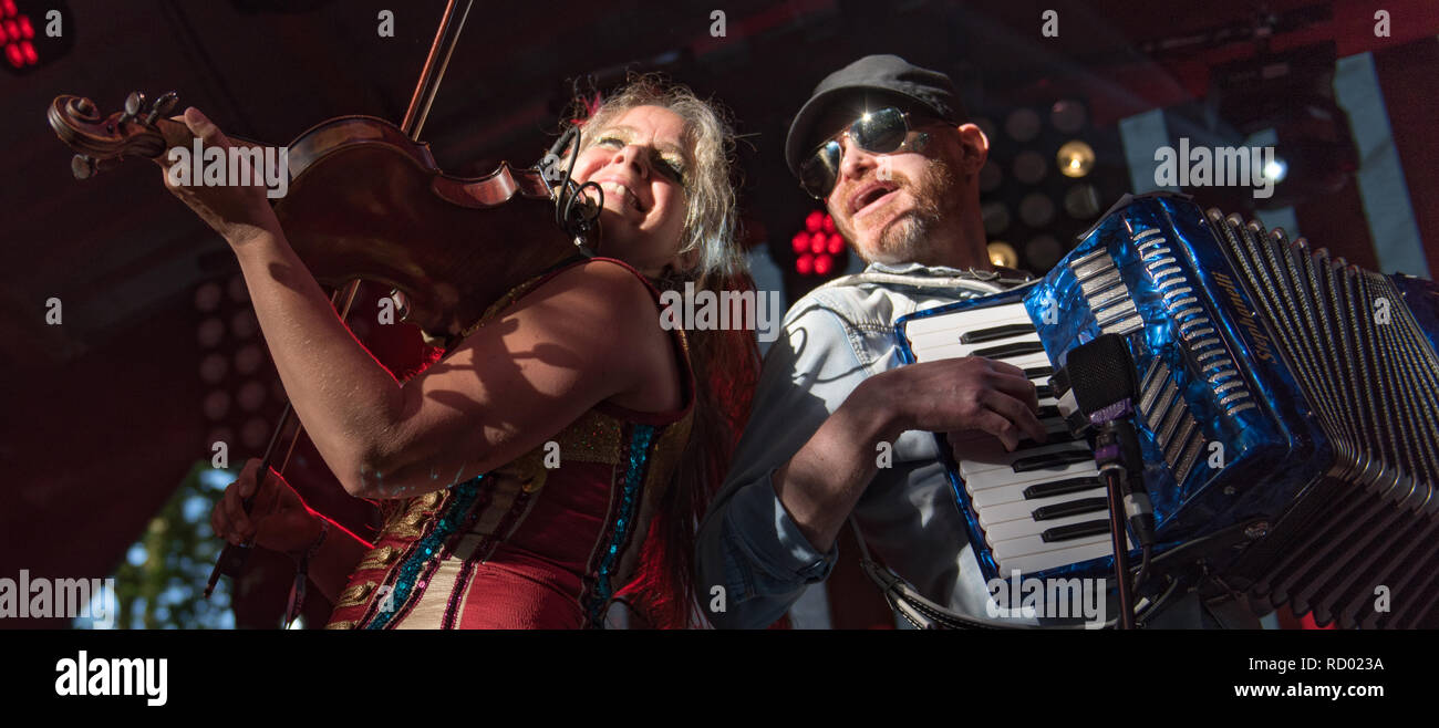 Three daft monkeys on stage with Roy Harter at The Bearded Theory ...