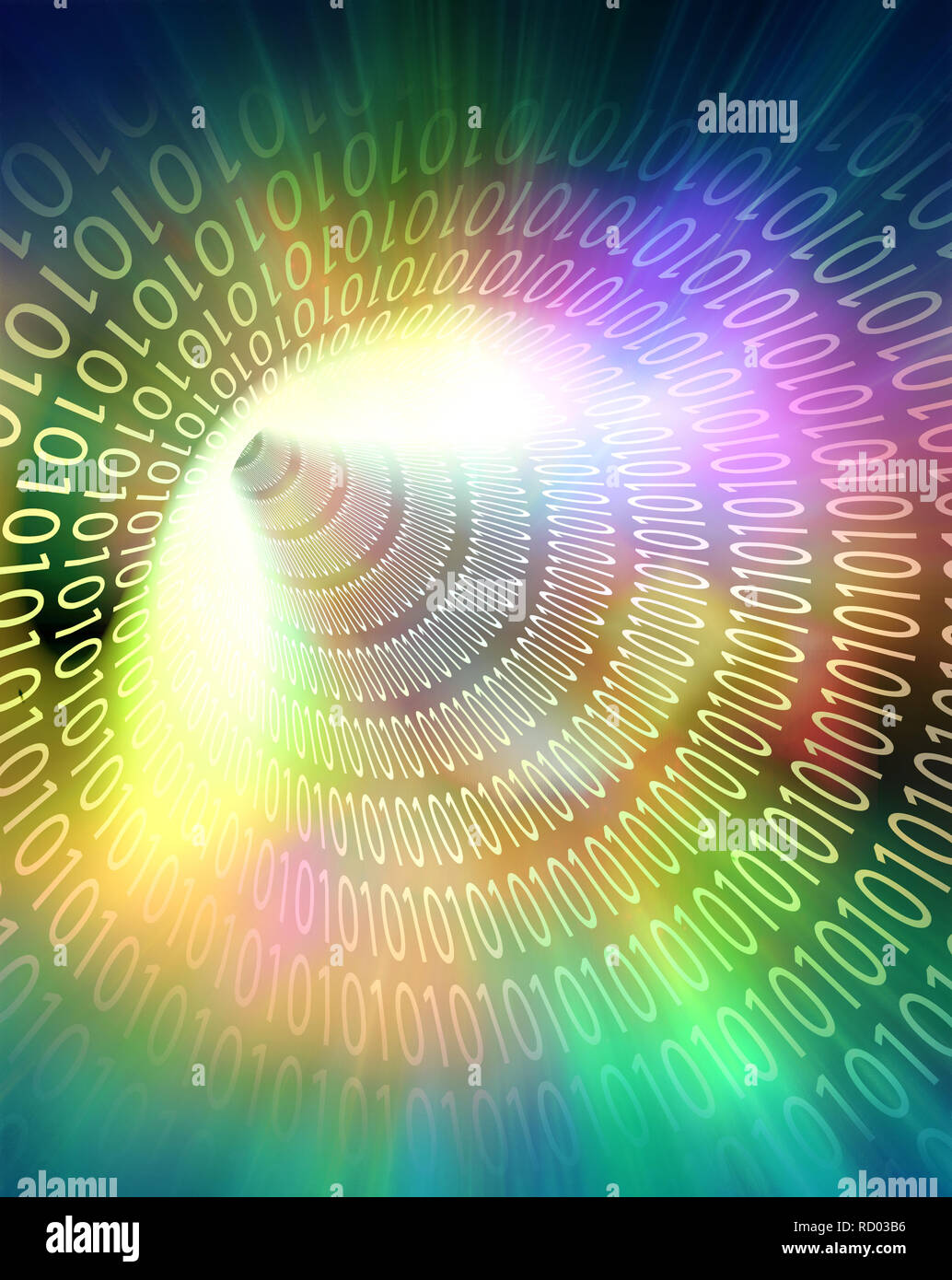 Colorful Binary Tunnel with Bright Light Stock Photo - Alamy