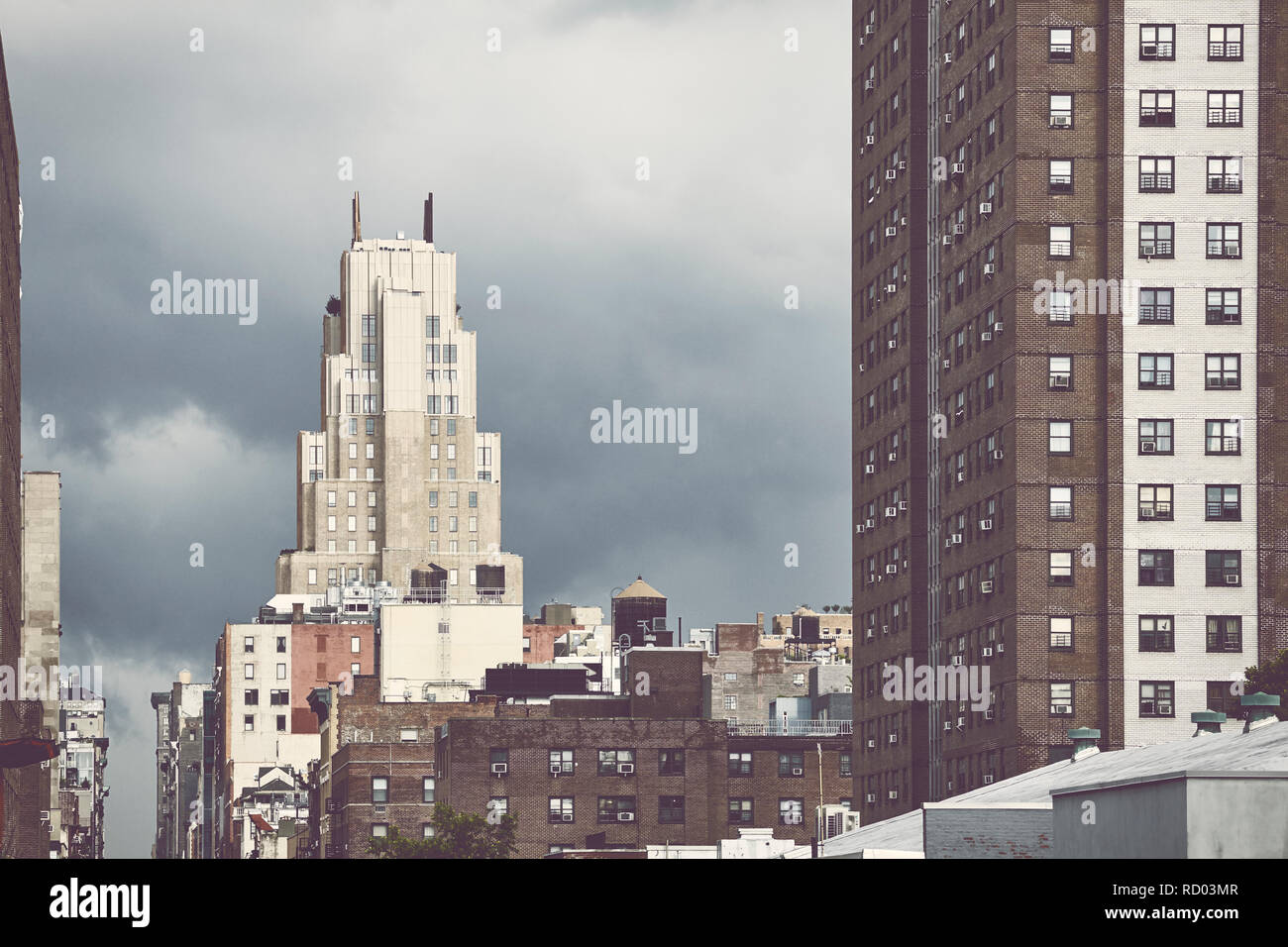 New York City old buildings, color toned picture, USA Stock Photo - Alamy