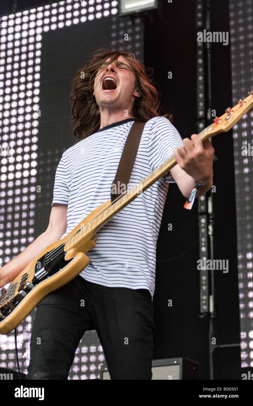 October Drift live on stage at the Bearded Theory festival Stock Photo ...