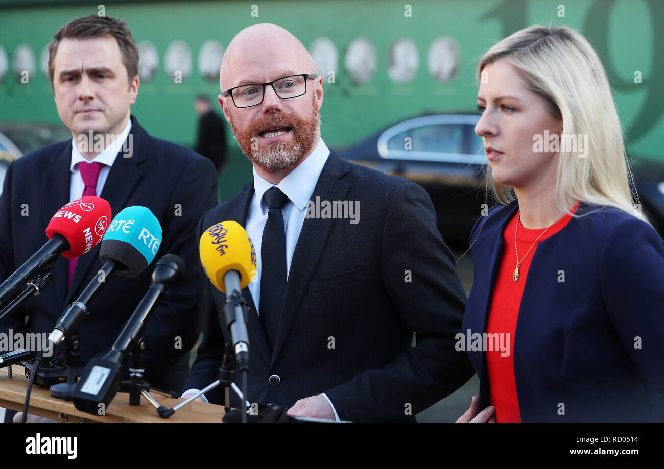 Fianna Fail spokesperson on Health Stephen Donnelly (centre) along with ...