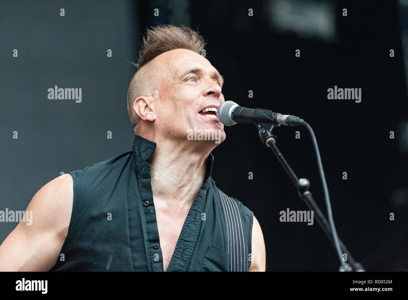 The Membranes John Robb on stage at the Bearded Theory festival Stock ...