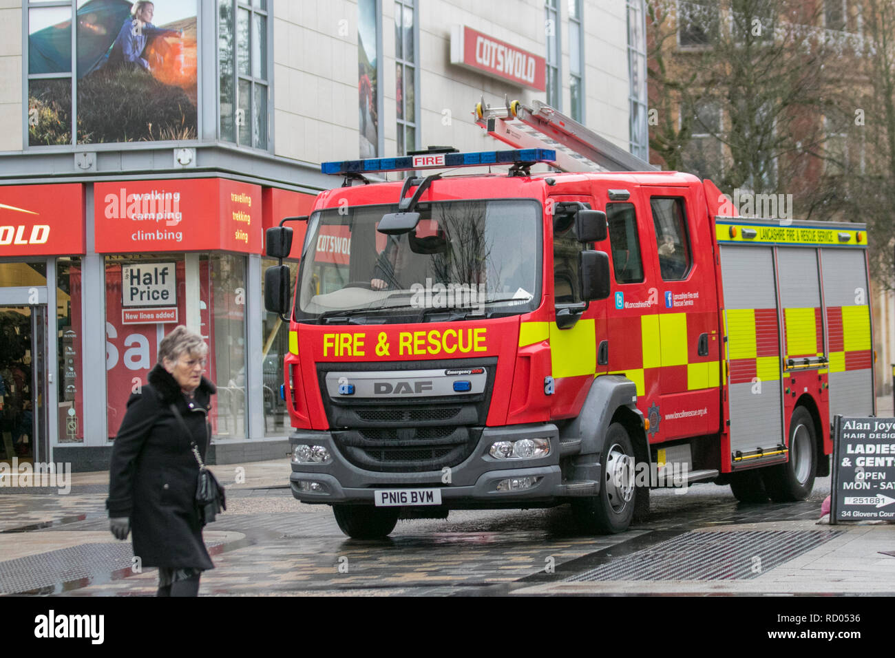 Lancashire Fire & Rescue engine & crew Preston, UK Stock Photo - Alamy