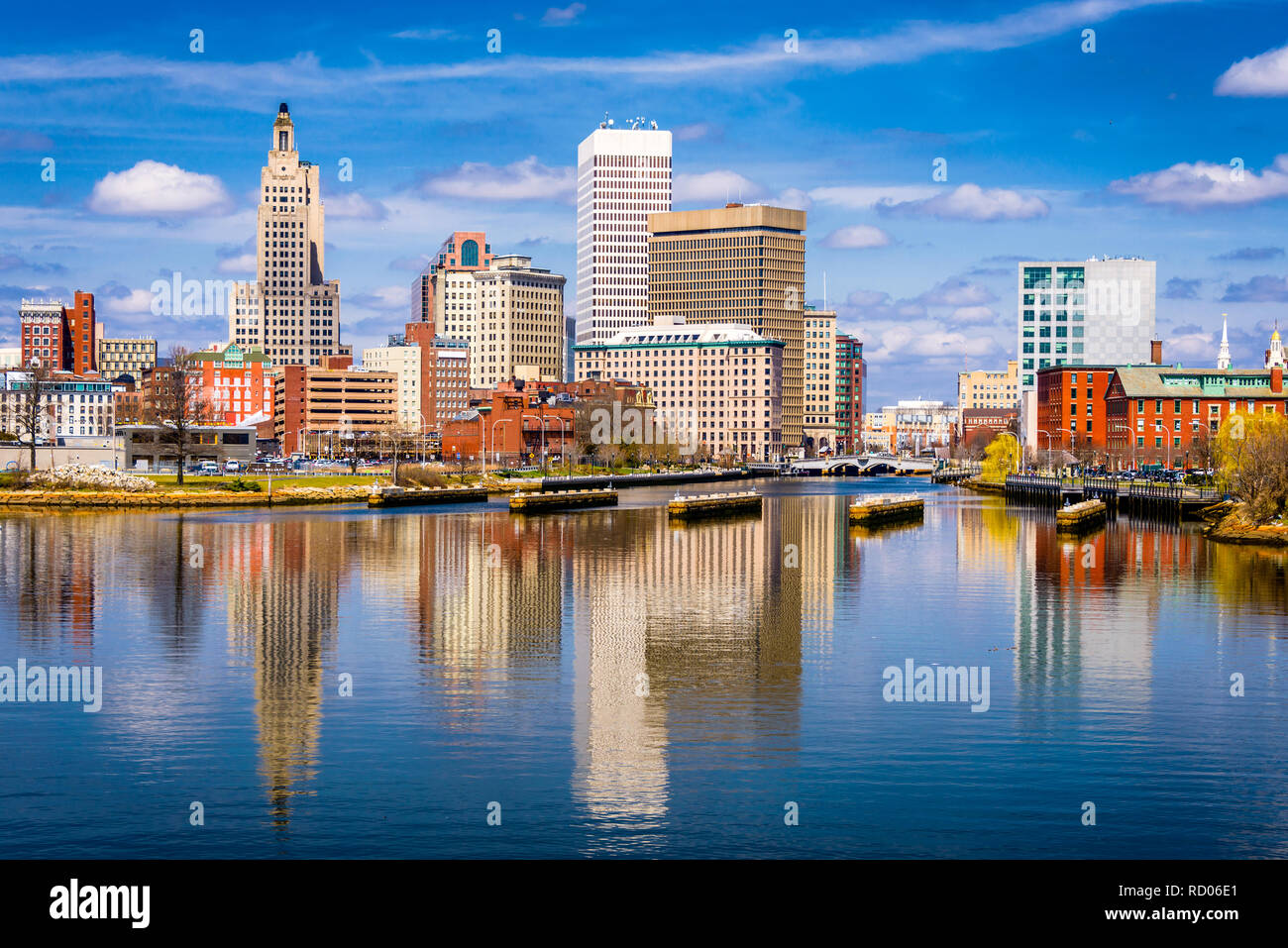 Providence, Rhode Island, USA downtown skyline on the river Stock Photo ...