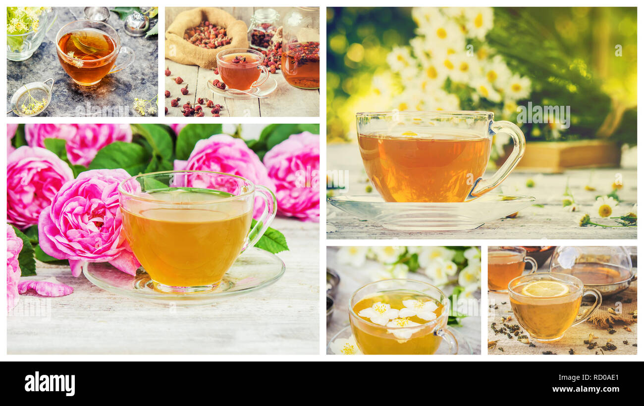 Collage of tea. Selective focus. Food and drink Stock Photo - Alamy