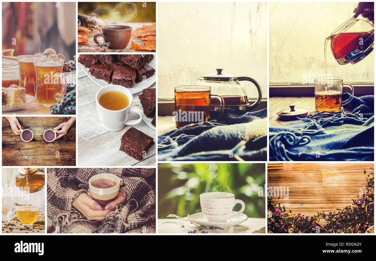 Collage of tea. Selective focus. Food and drink Stock Photo - Alamy