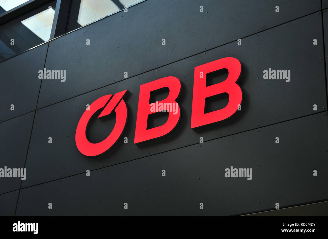 VIENNA, AUSTRIA - JUNE 6: Logo of QBB, Austrian railways company on ...