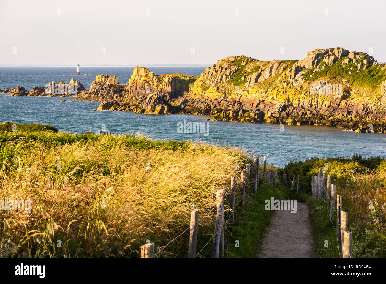View over the ile des Landes from the coastal path of the pointe du ...