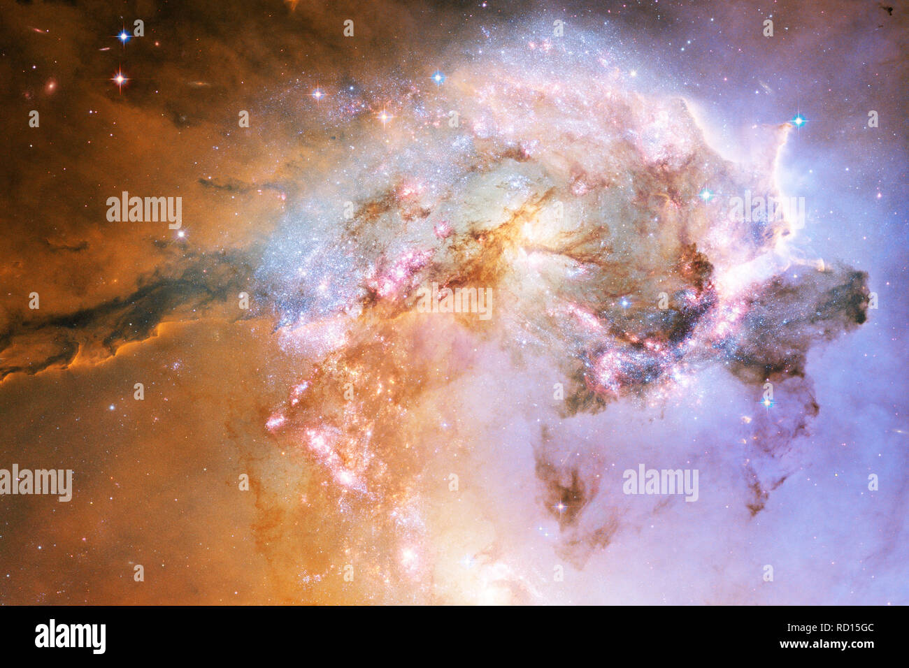 Nebulas, galaxies and stars in beautiful composition. Deep space art ...