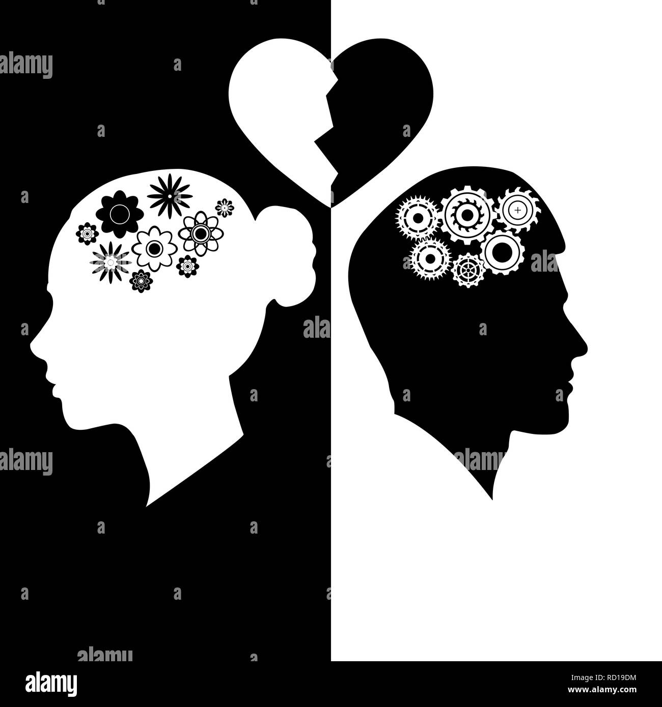 Looking in different directions Black and White Stock Photos & Images ...