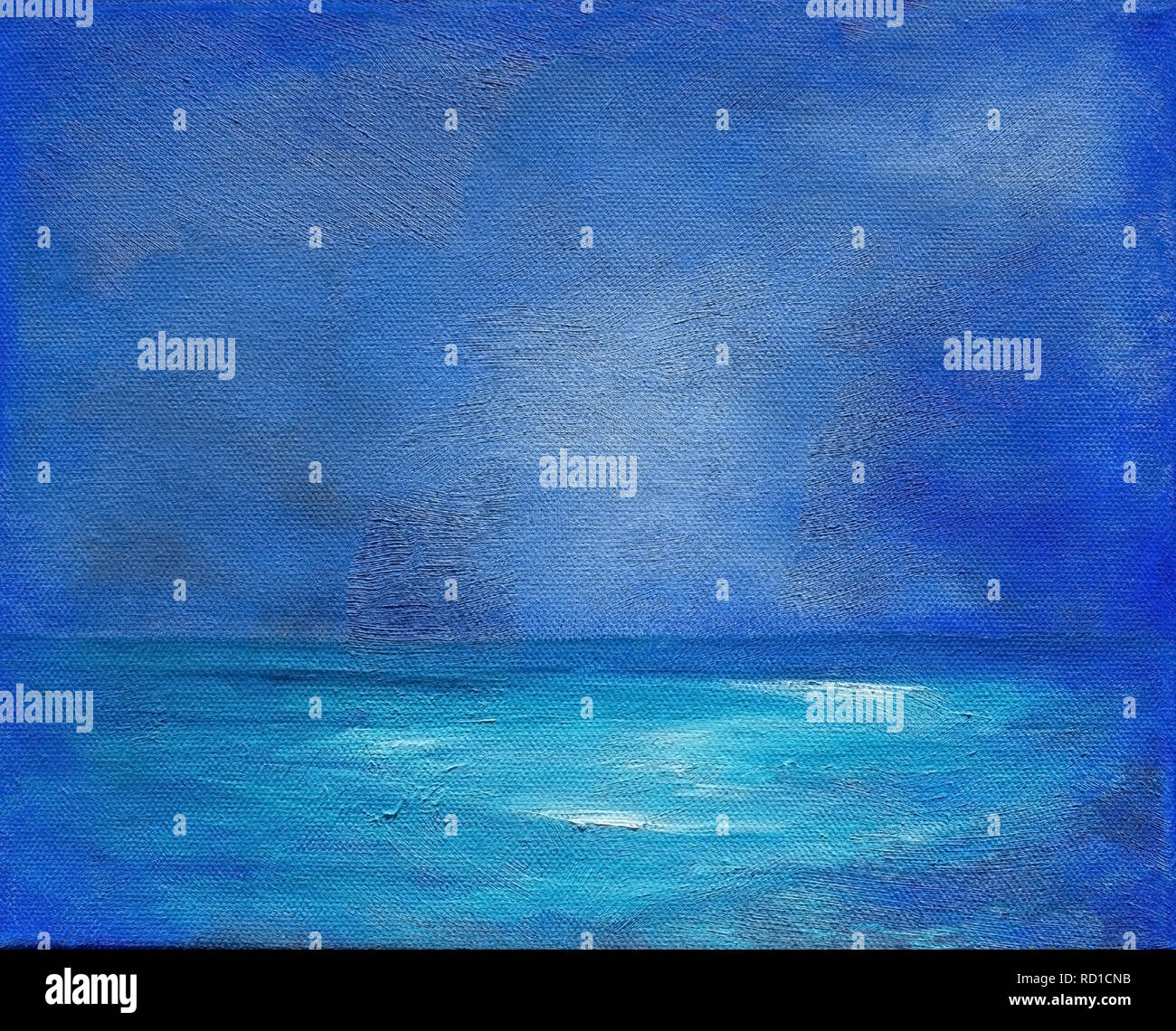 Blue shades sky and ocean abstract saturated oil paint texture ...